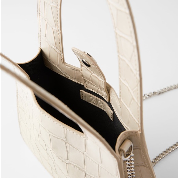Zara | Bags | Zara Off White Croc Embossed Cut Out Crossbody Bag | Poshmark